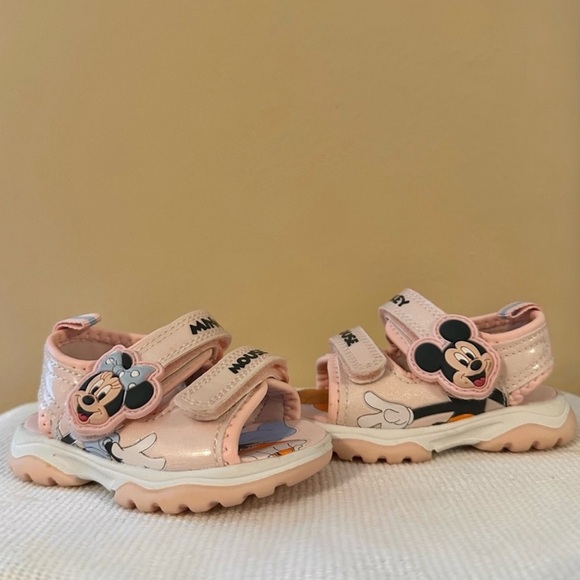 Disney | Shoes | Disney Pink Sandals With Cartoon Design And Velcro ...